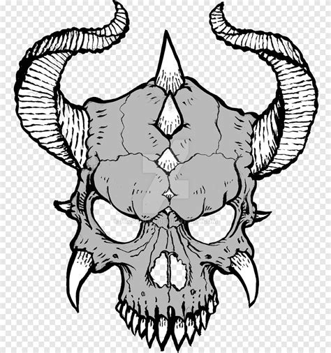 두개골 경적 뿔 그리기 단색화 대칭 Png Pngegg