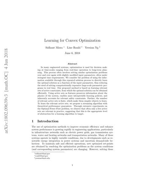 Pdf Learning For Convex Optimization