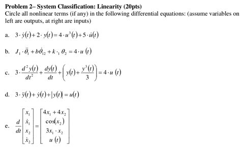 Solved Circle All Nonlinear Terms If Any In The Chegg Com