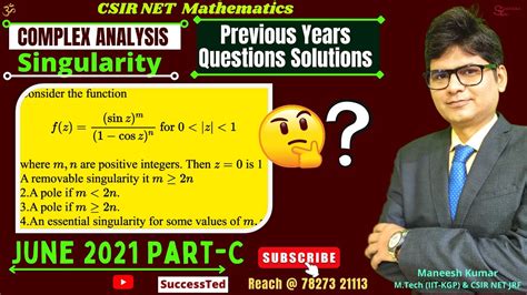 Csir Net Mathematics June 2021 Part C Previous Year Questions Complex Analysis Youtube