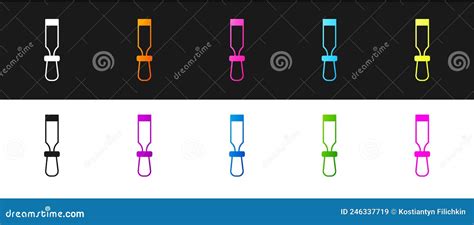 Set Chisel Tool For Wood Icon Isolated On Black And White Background Vector Stock Vector