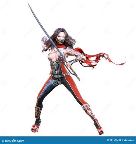 3d Japanese Assassin Woman Render Stock Illustration Illustration Of