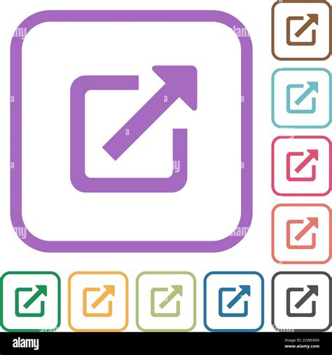 Open In New Window Simple Icons In Color Rounded Square Frames On White Background Stock Vector