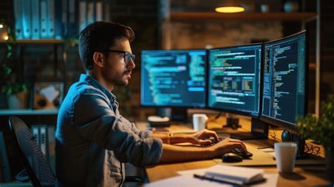 software developer coding late at night aig41 premium ai generated image