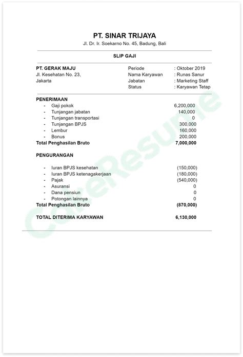 20 contoh slip gaji karyawan berbagai posisi download and edit cakeresume