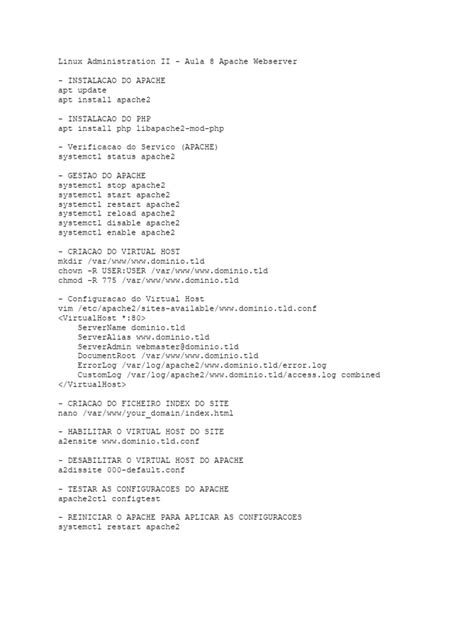 Linux Administration Ii Aula 08 Apache Webserver Pdf