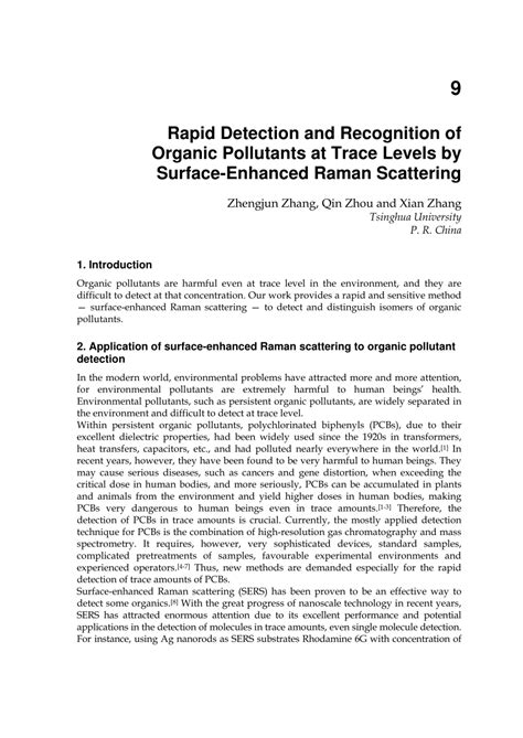 Pdf Rapid Detection And Recognition Of Organic Pollutants At Trace Levels By Surface Enhanced