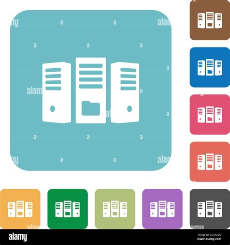 File Server White Flat Icons On Color Rounded Square Backgrounds Stock Vector Image Art Alamy