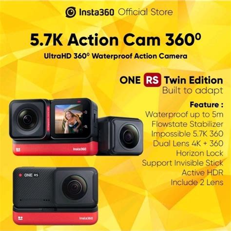 Jual Insta360 One Rs Twin 4k Edition Original Garansi Resmi Tam Insta 360 Action Cam Shopee