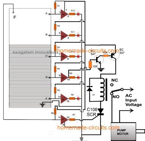 Led Water Level Indicator Circuit With Relay Controller Homemade