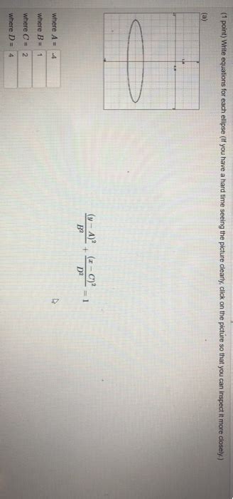 Solved 1 Point Write Equations For Each Elipse If You