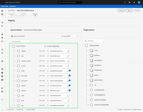 將csv檔案對應至現有的xdm結構描述 Adobe Experience Platform