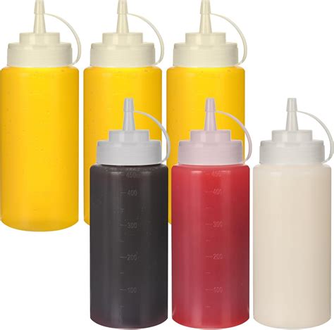 Starside 6 Pack 16 Oz Plastic Squeeze Bottlesreusable