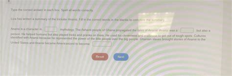 Solved Type The Correct Answer In Each Box Spell All Words Correctly