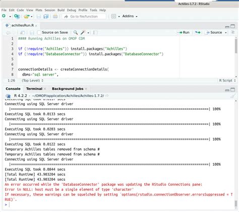 Getting An Error Running Achilles Implementers Ohdsi Forums