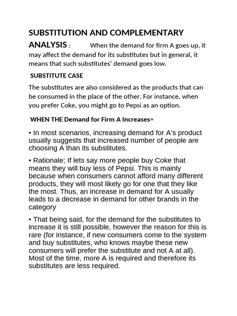 Substitution And Complementary Analysis Pdf Substitution And Complementary Analysis Pdf