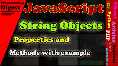 String Objects In Javascript And Substring Objects Properties And Methods