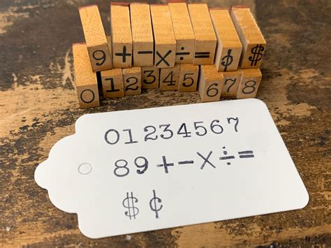 Vintage Math Wood Stamp Math Symbol Stamps For Homeschool Dollar Sign