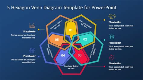 5 Hexagon Venn Diagram PowerPoint Template SlideModel