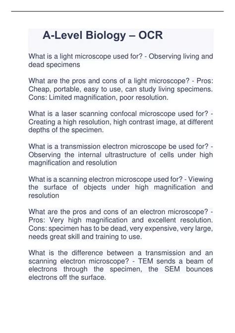 a level biology ocr questions and answers ocr stuvia us