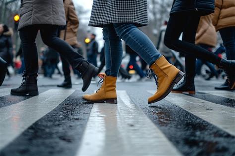 Premium Photo Foot Traffic Peoples Feet In Motion At A Bustling