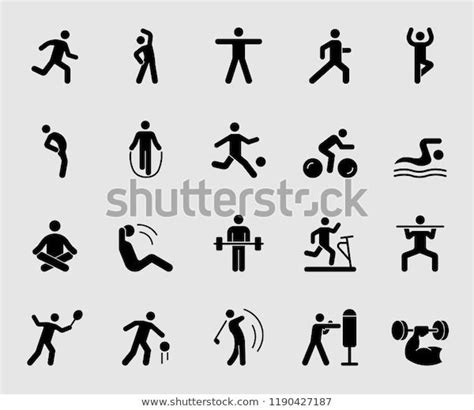 Набор иконок силуэта для упражнений стоковые изображения в Hd и миллионы других стоковых