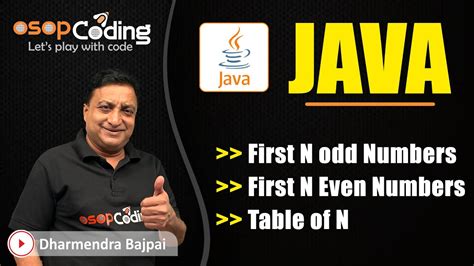 First N Odd Numbers In Java Even Numbers Squares Table Of N Java For Beginners Java