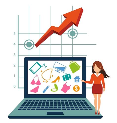 전자 상거래 개념을 위한 온라인 쇼핑 프리미엄 벡터