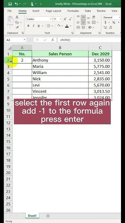 Excel Tips And Tricks Auto Sequence Number Rows Shorts Youtube