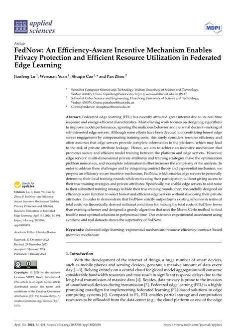 PDF FedNow An Efficiency Aware Incentive Mechanism Enables Privacy Protection And Efficient