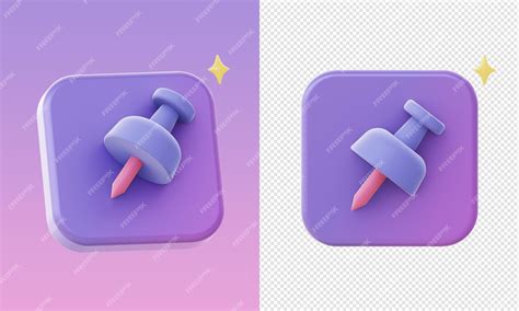 Premium Psd Simple 3d Purple Paper Push Pin Clipart Icons For Ui Ux Web Mobile Apps Social