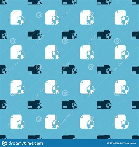 Set Document Folder Protection And Document Protection Concept On Seamless Pattern Vector Stock