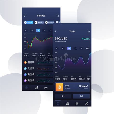 Cryptocurrencies Trading And Exchange UI Or UX Concept For Mobile Apps Stock Illustration