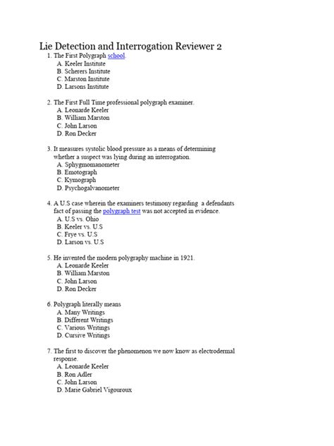 Lie Detection And Interrogation Reviewer 2 Pdf Polygraph Lie Detection And Interrogation Reviewer 2 Pdf Polygraph