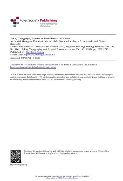 Pdf X Ray Topography And Crystal Characterization X Ray Topography