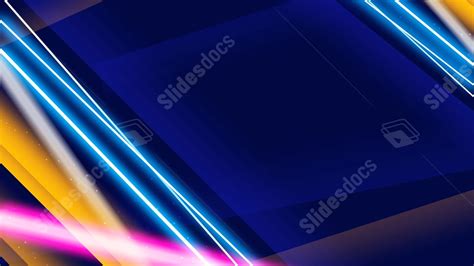 Neon Geometric Blue Light Effect Technology Business Powerpoint Background For Free Download