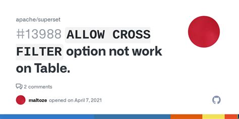 ALLOW CROSS FILTER Option Not Work On Table Issue 13988 Apache