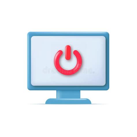 Power Button Icon On Desktop Computer Monitor Screen Vector Stock Vector Illustration Of