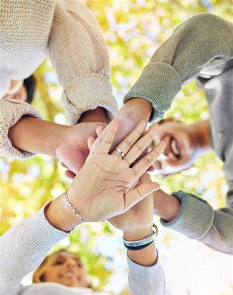 Premium Photo Hands Stack Support With Trust And Team Building