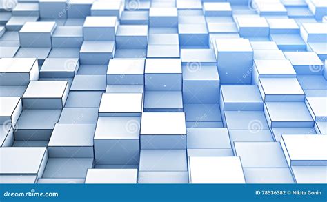 Randomly Extruded Blue Cubes Abstract 3d Render Stock Illustration Illustration Of Grid