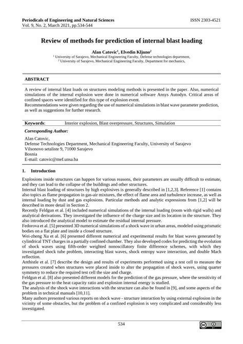 Pdf Review Of Methods For Prediction Of Internal Blast Loading Dokumentips