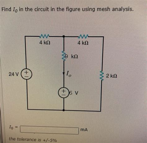 solved find io in the circuit in the figure using mesh