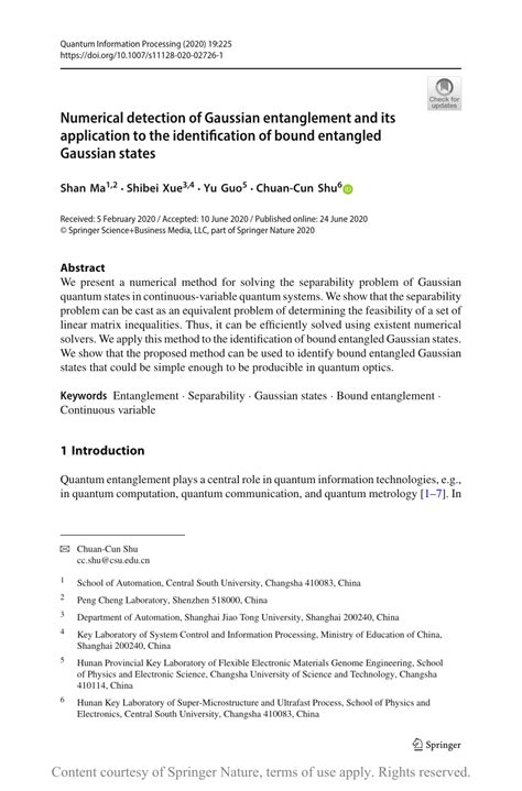 Numerical Detection Of Gaussian Entanglement And Its Application To The