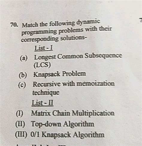 70 Match The Following Dynamic Programming StudyX