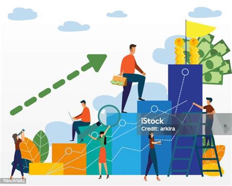 회사는 열 그래프의 공동 건설 성공에 경력의 상승 비즈니스 분석에 종사하고있다 비즈니스 팀워크와 창의적인 성장 그래프를 통해 성공을 거둘 수 있습니다 벡터 일러스트레이션