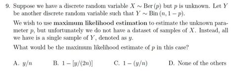 Solved 9 Suppose We Have A Discrete Random Variable X ~