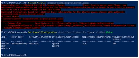 Power Cli Error Invalid Server Certificate Use Set Powercliconfiguration To Set The Value For