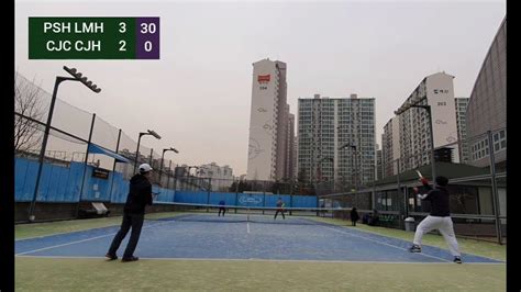 귀뚜라미 야외코트에서 노련한 형님들과 복식 테니스 1세트 Youtube