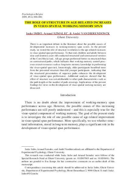 Pdf The Role Of Structure In Age Related Increases In Visuo Spatial Working Memory Span