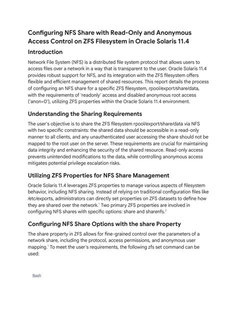 Zfs Nfs Share Configuration Pdf File System Computer Network